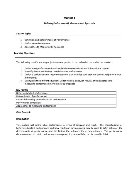 module 4 defining performance measurement approach module 4 defining