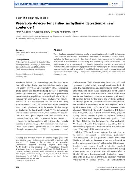 Pdf Wearable Devices For Cardiac Arrhythmia Detection A New Contender