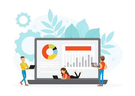 Tiny People Working With Laptop Computers Freelance E Learning