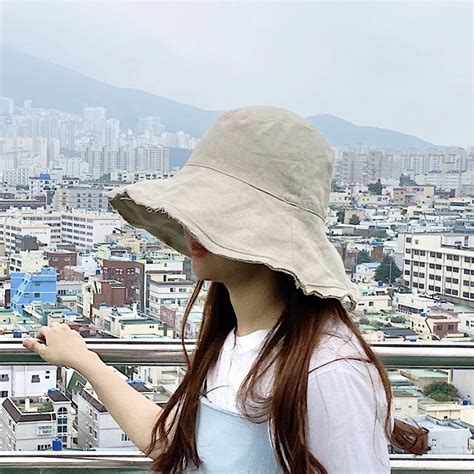 린넨 오버대챙 와이어벙거지 자외선차단100 3color 에이블리