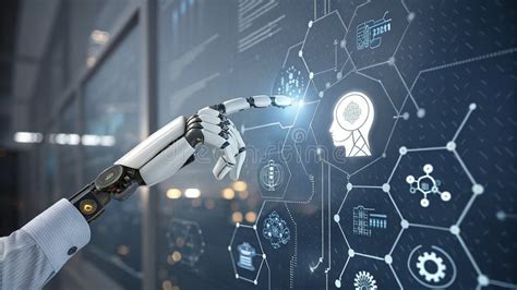 Modern Workspace Setup With Digital Data Graphs And Technological Interface Visuals Stock