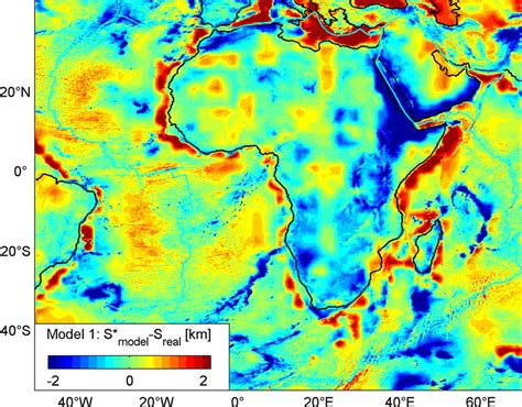 Difference Between Modelled And Observed Topography Within Model 1 The Download Scientific