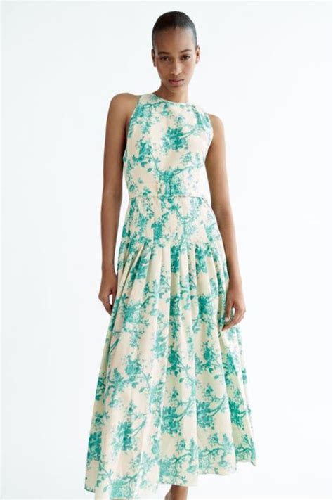 Zara Printed Midi Turquoise Dress — ціна 1275 грн у каталозі Сукні міді Купити жіночі речі за