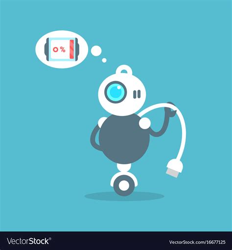 Modern Robot Low Battery Charge Message Artificial