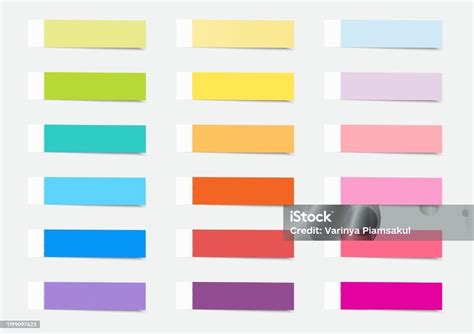 그림자와 보드에 설정 흰색 주름 탭 끈적 끈적한 인덱스 종이 포스트 노트 벡터 일러스트 노랑에 대한 스톡 벡터 아트 및 기타