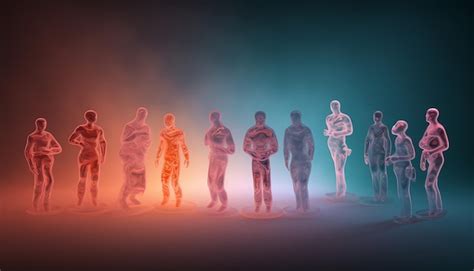 Premium Photo A 3d Poster Showing A Series Of Small Translucent Human Figures