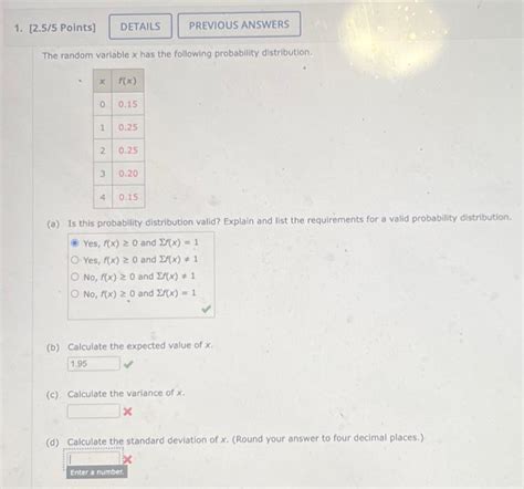 Solved The Random Variable X Has The Following Probability Chegg