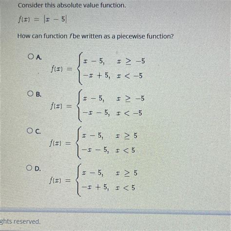 Consider This Absolute Value Function F X X 5 How Can The Function F Be Written As A