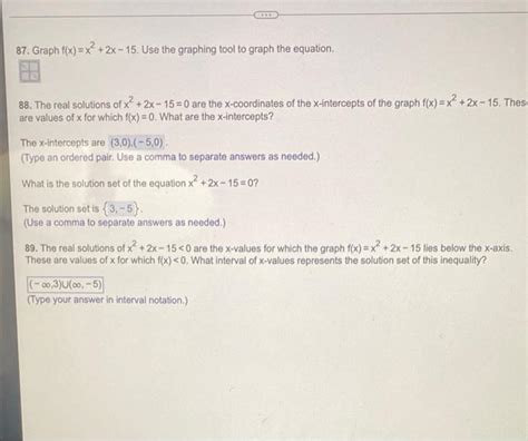 solved 87 graph f x x² 2x 15 use the graphing tool
