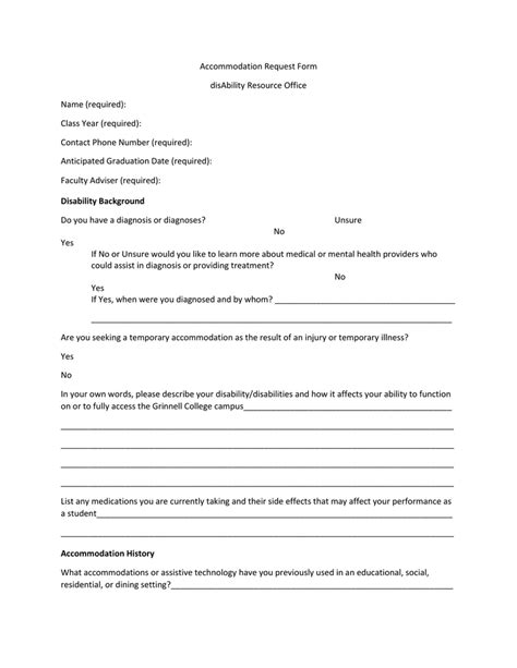 Accommodation Request Form Disability Resource Office Name Required Class Year Required