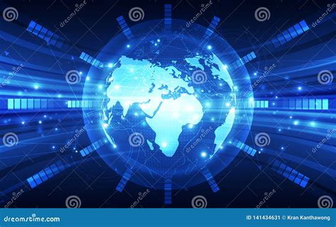 Abstract Digital Technology Connection On Earth Concept Background Vector Illustration Stock