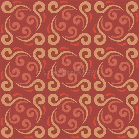 Seamless Tile Pattern In Traditional Style Simple Abstract Spiral Shapes Flat Vector Graphics