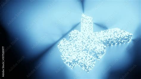 Bitcoin Cryptocurrency Sign And Symbol Glow Futuristic Particle 3d Rendering Cube Polygon