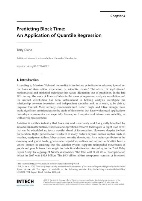 Pdf Predicting Block Time An Application Of Quantile Regression