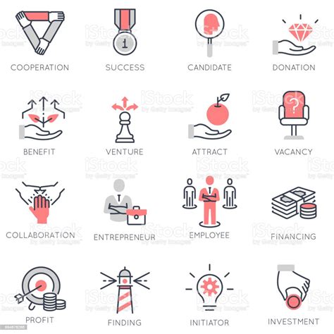 비즈니스 프로세스 팀워크 인적 자원 관리 및 이해 관계자와 관련 된 평면 선형 아이콘 벡터 세트 아이콘에 대한 스톡 벡터 아트 및 기타 이미지 Istock