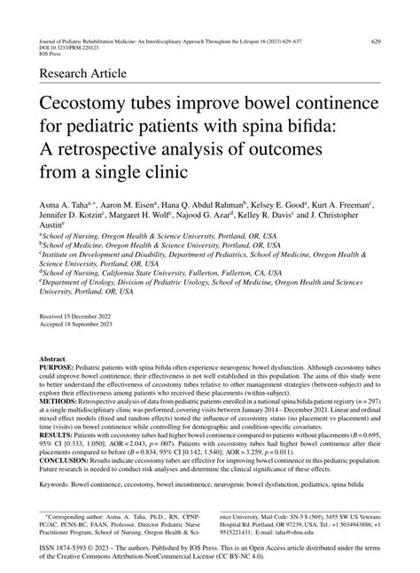 Pdf Cecostomy Tubes Improve Bowel Continence For Pediatric Patients
