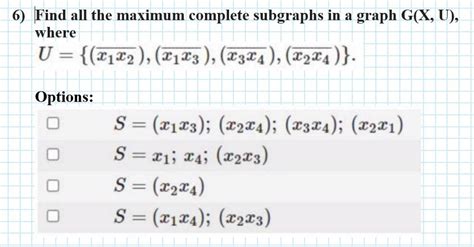 Solved 6 Find All The Maximum Complete Subgraphs In A Graph