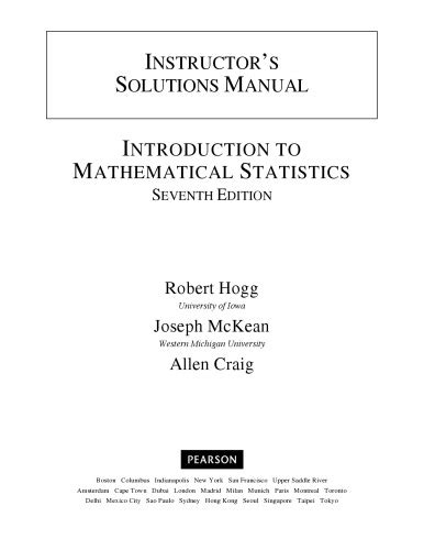 Ebook Center Solution Manual For Introduction To Mathematical Statistics 6th And 7th Edition