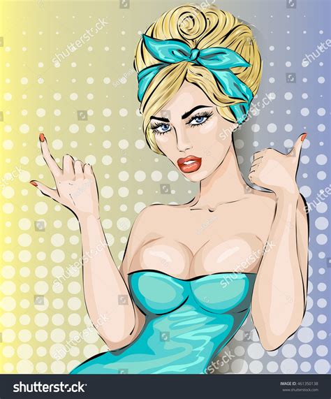 Pinup Sexy Woman Showing Thumbs Hand Stock Vector Royalty Free Shutterstock