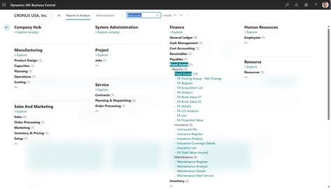 fixed assets reports business central microsoft learn