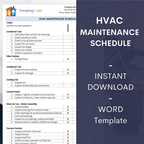 Hvac Maintenance Schedule ︱preventative Maintenance ︱cleaning︱ Template