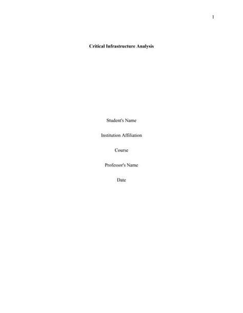 Critical Infrastructure Analysisdocx Business Business And Finance