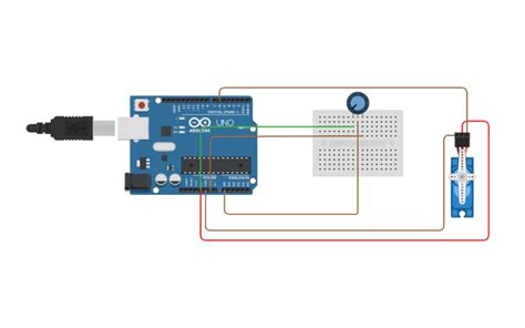 Circuit Design Servo And Potentiometer Tinkercad