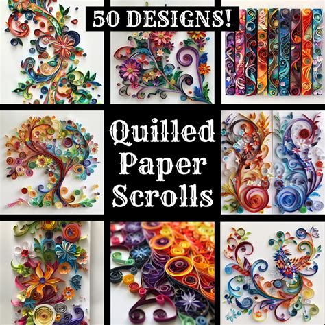 Quilled Paper Scrolls Paper Quilled Paper Scrolls Printable Paper Quilling Paper Quilled
