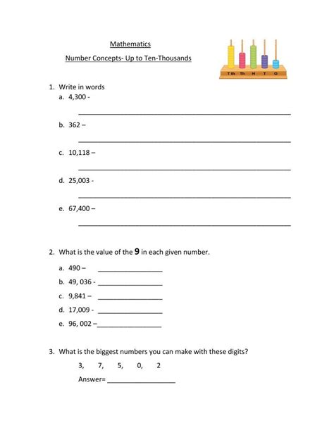 Number Concept Up To Ten Thousands Worksheet Live Worksheets Worksheets Library