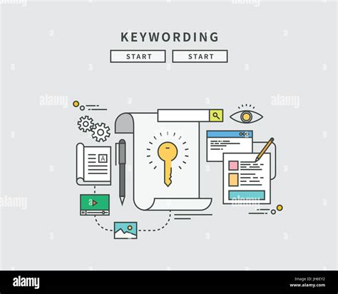 Simple Color Line Flat Design Of Keywording Modern Vector Illustration Stock Vector Image Art