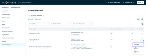 Manage Saved Search In The Storefront Orocommerce Orocrm And