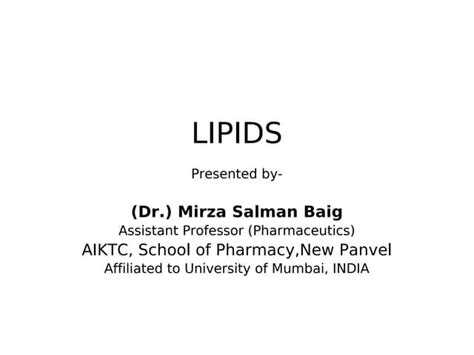 Classification Of Lipids According To Chemical Structure Pptx