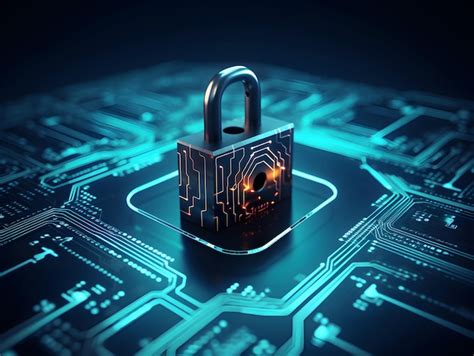Premium AI Image Lock With Circuit Pattern Concept Of Data Security Cybersecurity Cyber