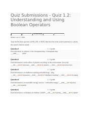 Boolean Operators Quiz Quiz Submissions Quiz Understanding And Using Boolean Operators