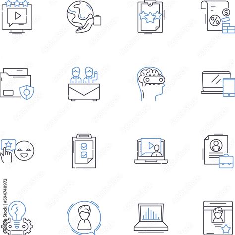 Reporting Position Line Icons Collection Analytics Data Metrics