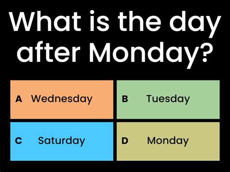 Days Of The Week Before And After Quiz