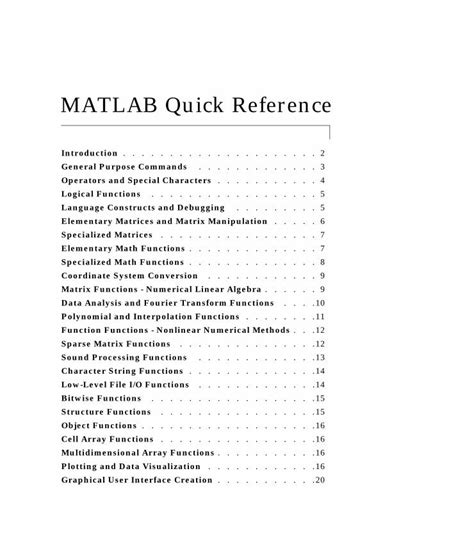 Pdf Matlab Quick Reference Hacettepe Universitysolenmatlab