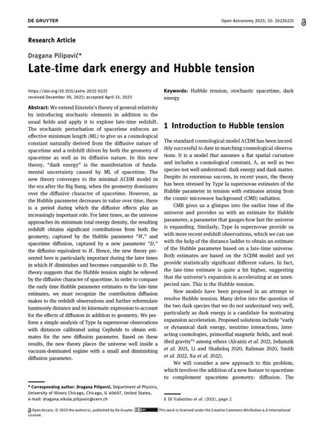 Pdf Late Time Dark Energy And Hubble Tension