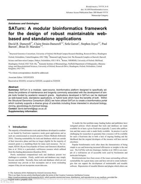 Pdf Saturn A Modular Bioinformatics Framework For The Design