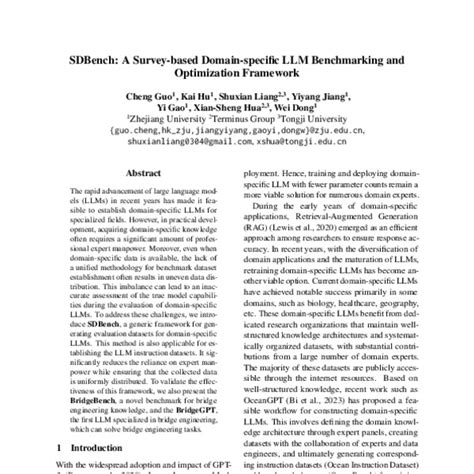 Sdbench A Survey Based Domain Specific Llm Benchmarking And Optimization Framework Acl Anthology