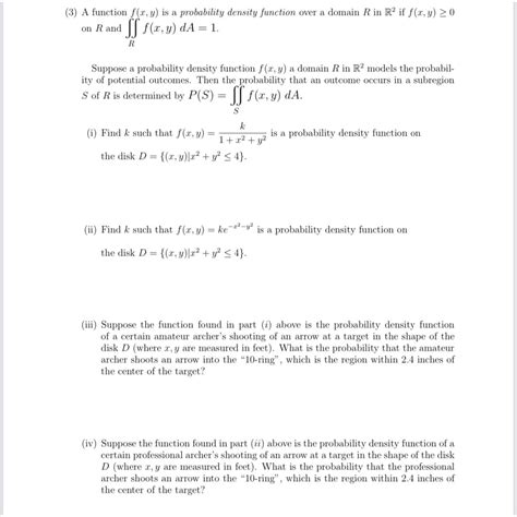 Solved (3) ﻿A function f(x,y) ﻿is a probability density | Chegg.com