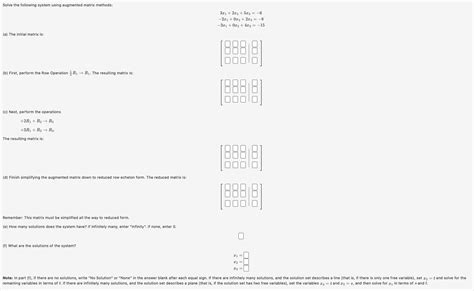 Solve The Following System Using Augmented Matrix