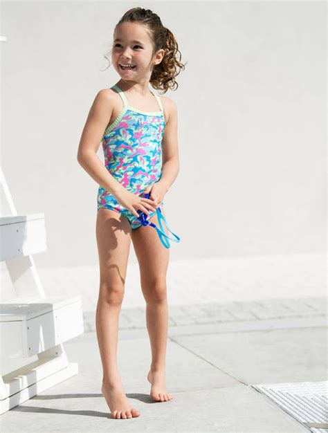 Little Dolfin Girls One Piece Swimsuit Hide N Seek Dolfin Swimwear