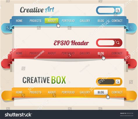Web Elements Vector Header And Navigation Templates Set 95533192