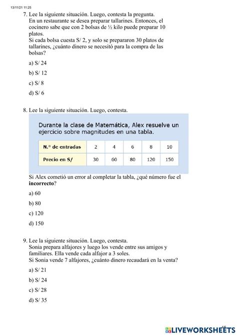 Proporcionalida Free Interactive Worksheets 1639079