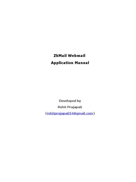 Zkmail Webmail Application Manual Developed By Rohit Prajapati Pdf