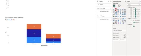 stacked column chart show only filtered values a microsoft