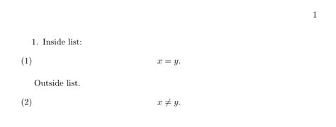 Math Mode Left Numbered Equation Inside List Environment TeX LaTeX Stack Exchange