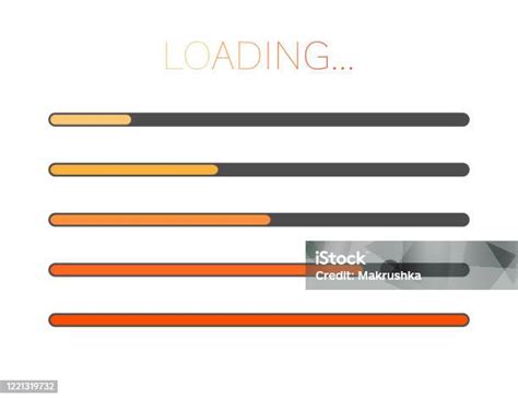 주황색과 빨간색으로 설정된 로딩 막대입니다 업로드 또는 다운로드 상태에 대한 최신 진행률 표시줄 디지털 로더의 속도