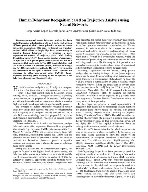 Pdf Human Behaviour Recognition Based On Trajectory Analysis Using Neural Networks
